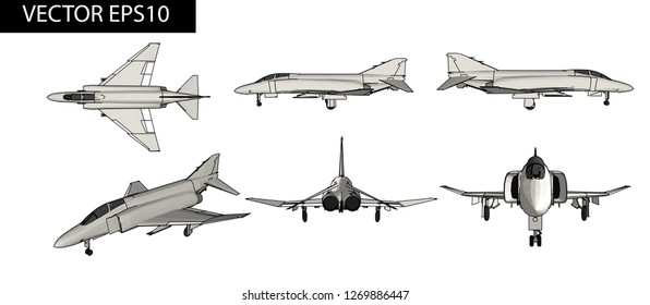 Dassault Mirage 3 Outline Vector Drawing: vector de stock (libre de ...