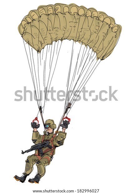 Military Paratrooper Cartoon Stock Vector (Royalty Free) 182996027