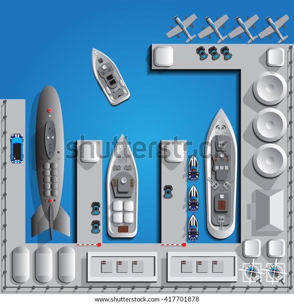 Military Seaport View Above Vector Illustration 库存矢量图（免版税）417701878 ...