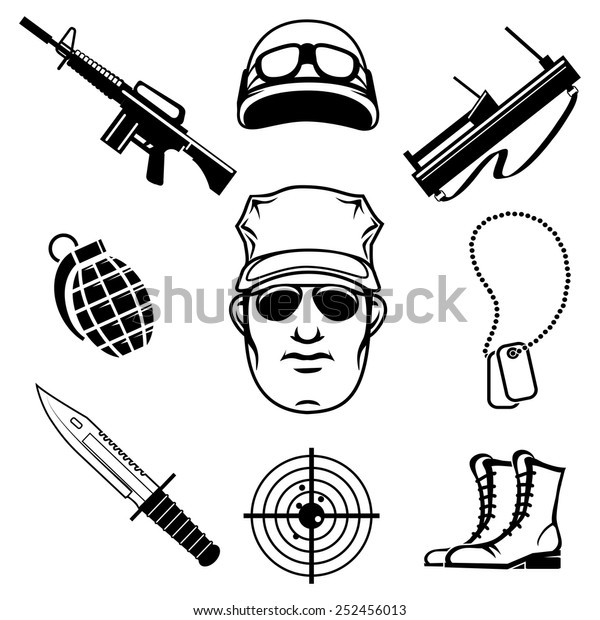 Military Special Forces Icon Set Isolated: vector de stock (libre de ...