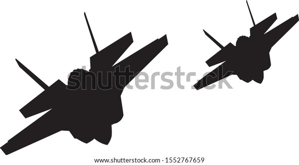 Military Stealth Aircraft Flying Vector Silhouettes Stock Vector ...