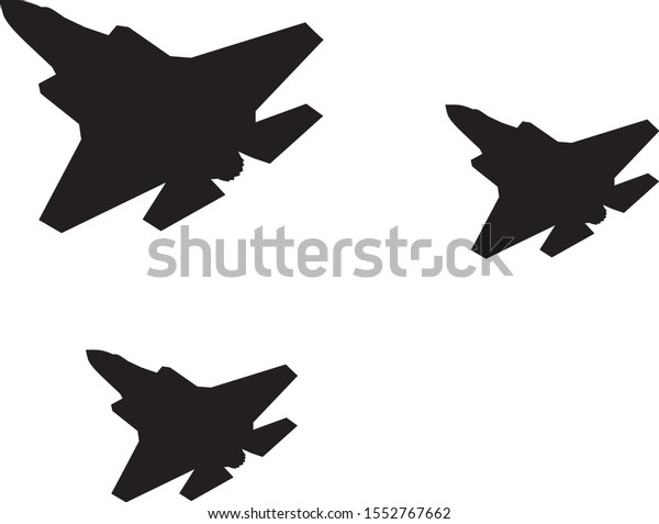 Military Stealth Aircraft Flying Vector Silhouettes Stock Vector ...