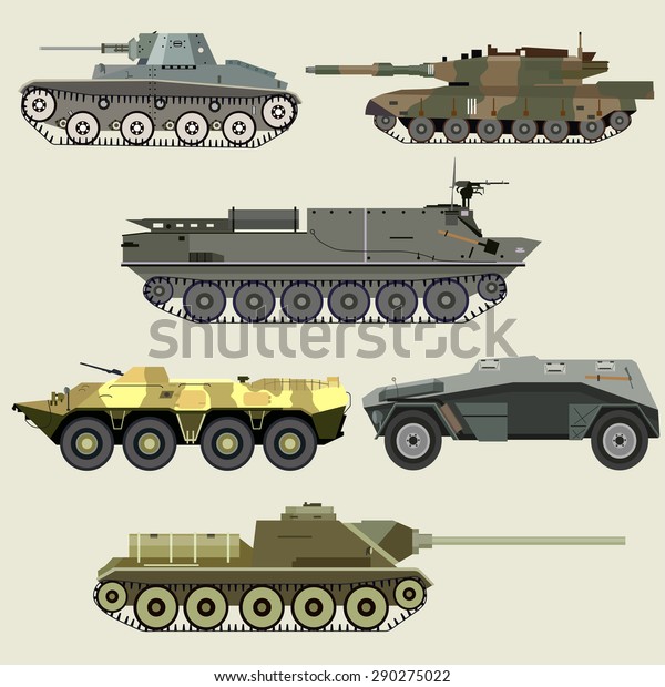 Military Transportation Collection Vector Tanks Stock Vector (Royalty ...