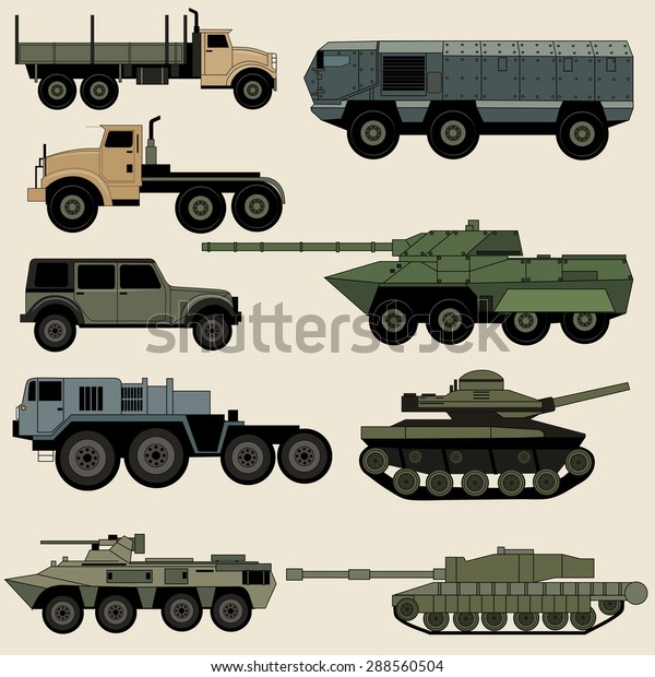 Military Transportation Vector Image Design Set Stock Vector (Royalty ...