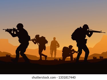 Military Vector Illustration Army Background Soldiers Stock Vector ...