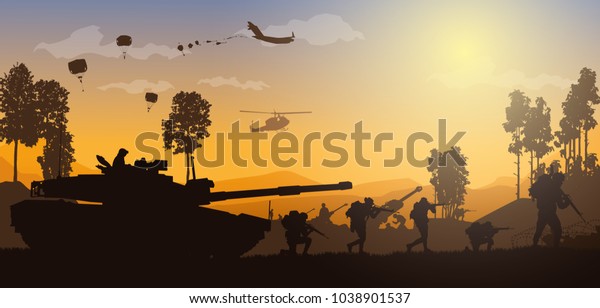 Military Vector Illustration Army Background Soldiers 库存矢量图（免版税 ...