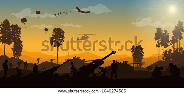Military Vector Illustration Army Background Soldiers Stock Vector ...