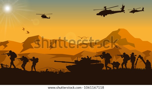 Military Vector Illustration Army Background Soldiers: เวกเตอร์สต็อก ...