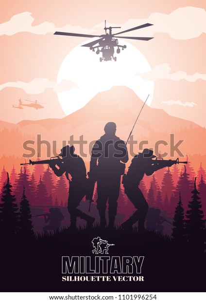 Military Vector Illustration Army Background Soldiers Stock Vector ...