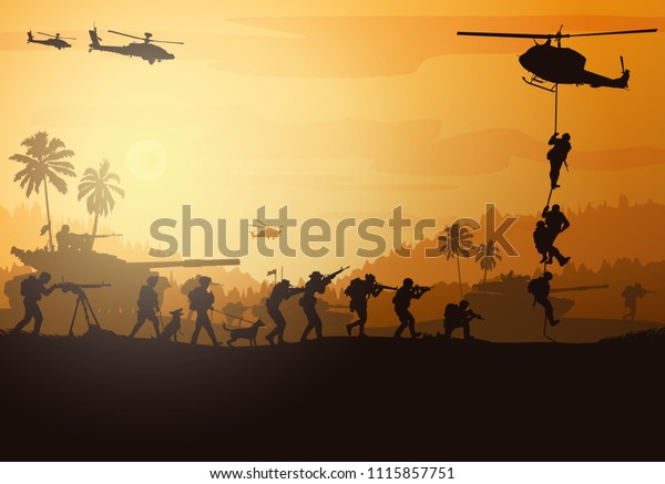 Military Vector Illustration Army Background Soldiers Stock Vector ...