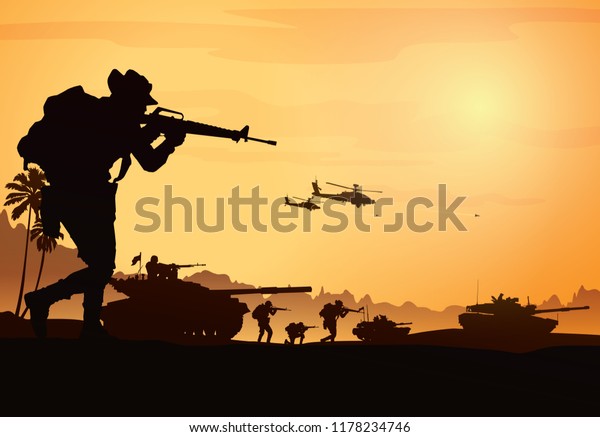 Military Vector Illustration Army Background Soldiers Stock Vector ...
