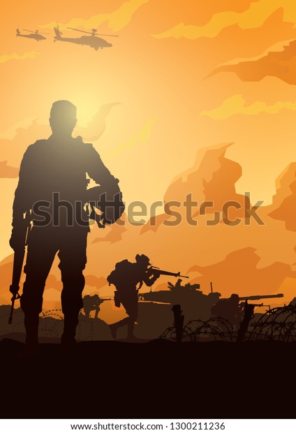 Military Vector Illustration Army Background Soldiers 库存矢量图（免版税 ...