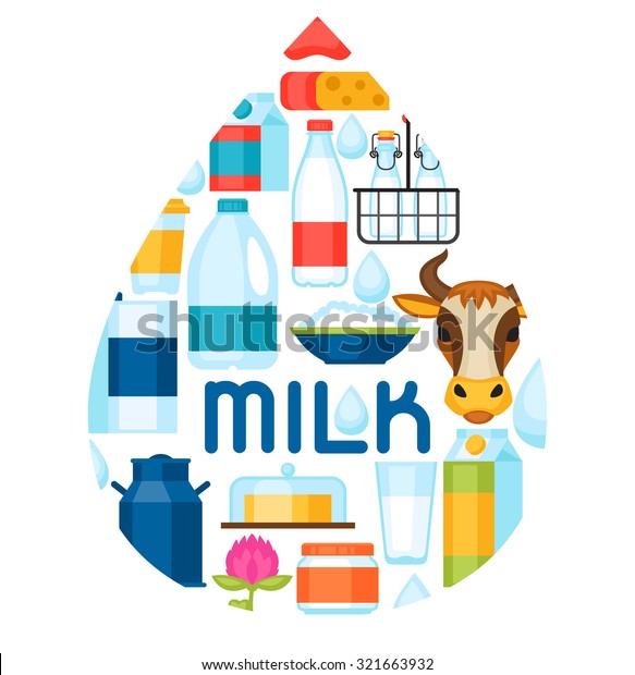 Milk Background Dairy Products Objects Stock Vector (Royalty Free ...
