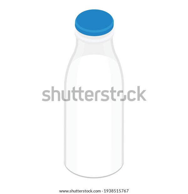 Milk Bottle Blue Cap Isolated On Stock Vector (Royalty Free) 1938515767 ...