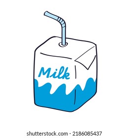 Milk Box Straw Isolated Cartoon Vector Stock Vector (Royalty Free ...