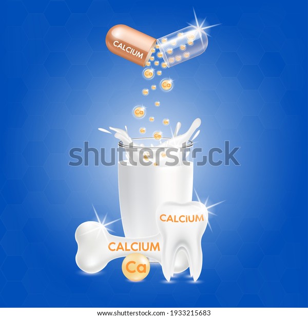 Milk Calcium Glossy Drop Pill Capsule Stock Vector (Royalty Free ...