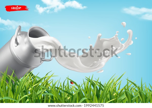 Milk Can Container Milk Splash On: เวกเตอร์สต็อก (ปลอดค่าลิขสิทธิ์ ...