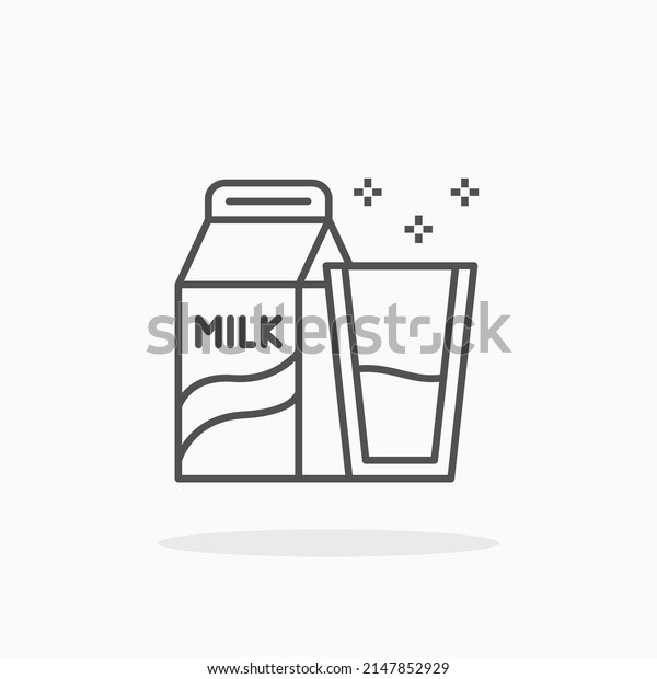 Milk Dairy Line Icon Editable Stroke Stock Vector (Royalty Free ...