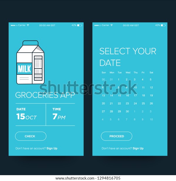 Milk Delivery Grocery App Interface Design Stock Vector (Royalty Free ...