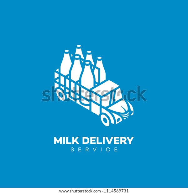 Milk delivery service logo design template. Vector illustration.