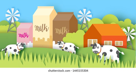 Milk Farm Background Milk Carton Vector Stock Vector (Royalty Free ...