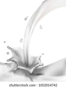 Milk Flowing Motion Splashing Milk Isolated Stock Vector (Royalty Free ...