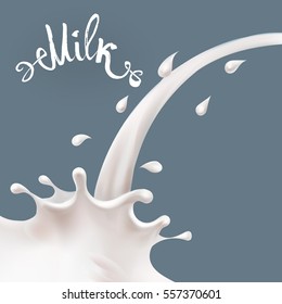 Milk Flowing Motion Splashing Milk Isolated Stock Vector (Royalty Free ...