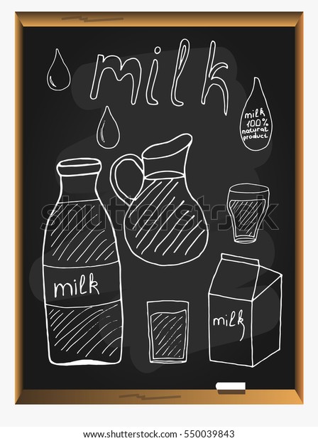 Milk Icons On Blackboard Backgroundvector Illustration Stock Vector ...