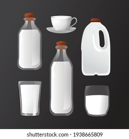 Milk Jar Realistic Set Vector Items Stock Vector (Royalty Free ...
