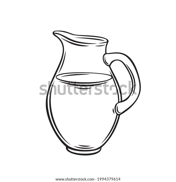 Milk Jug Outline Vector Icon Drawn Stock Vector (Royalty Free ...