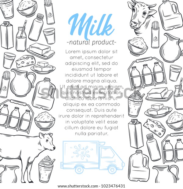 Milk Product Poster Template Vector Illustration Stock Vector (Royalty ...
