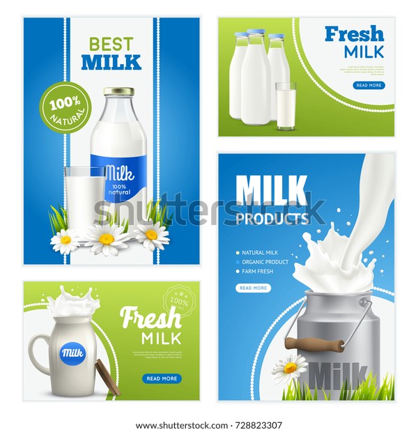 Milk Product Vertical Banners Set Branded Stock Vector (Royalty Free ...