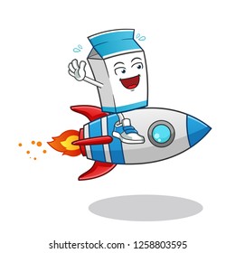 Milk Riding Rocket Mascot Vector Cartoon Stock Vector (Royalty Free ...