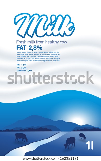 Milk Wave Blue Background Cows Vector Stock Vector (Royalty Free ...