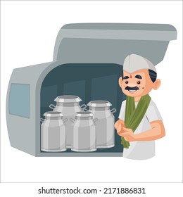 Milkman Milk Containers Vector Graphic Illustration Stock Vector ...