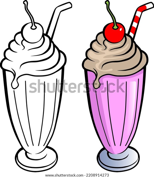 Milkshake Vector Illustration Isolated On White Stock Vector (Royalty ...