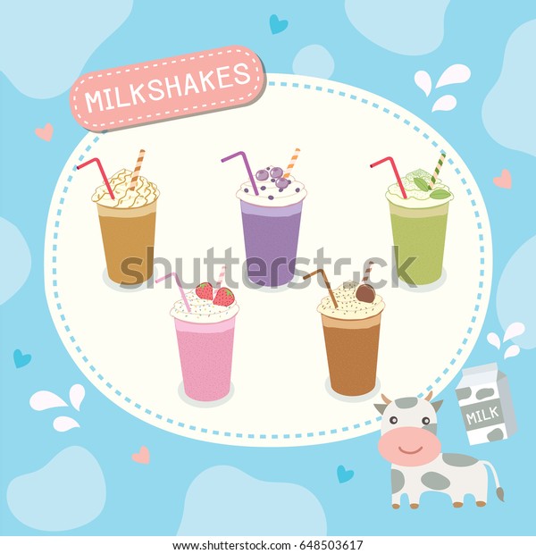 Milkshakes Various Flavor Menu Board Design Stock Vector (Royalty Free ...