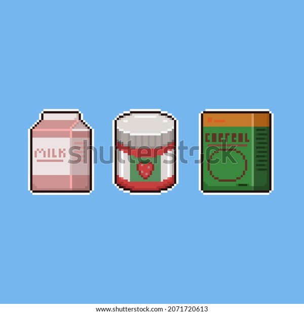 Milkstrawberry Jam Cereal Pixel Art Illustriation Stock Vector (Royalty ...
