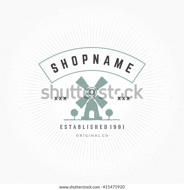 Mill Logo Design Element Vintage Style Stock Vector (Royalty Free ...