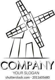 Mill Outline Drawing Linear Logo Agriculture Stock Vector (Royalty Free ...