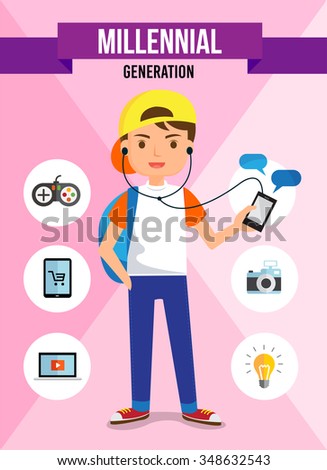 Millennial Generation Cartoon Character Info Graphic Stock Vector ...