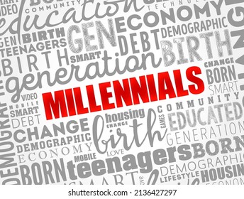 Millennials Word Cloud Social Concept Background Stock Vector (Royalty ...