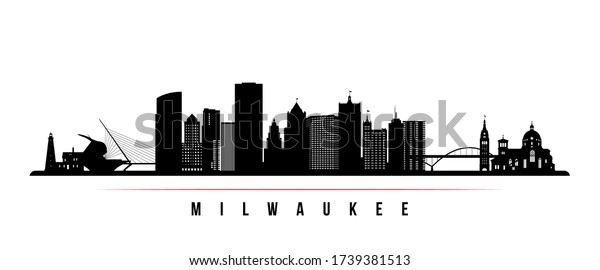 Milwaukee Skyline Horizontal Banner Black White Stock Vector (Royalty ...