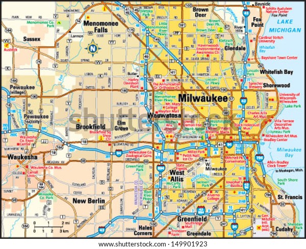 Milwaukee, Wisconsin area map