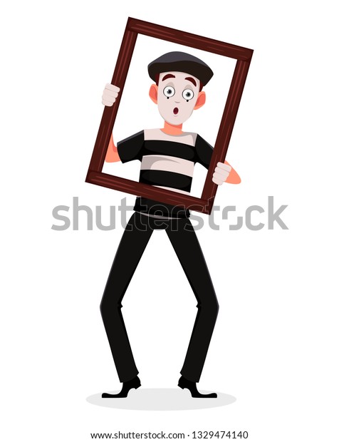 Mime Cartoon Character Performing Pantomime Standing: стоковая ...