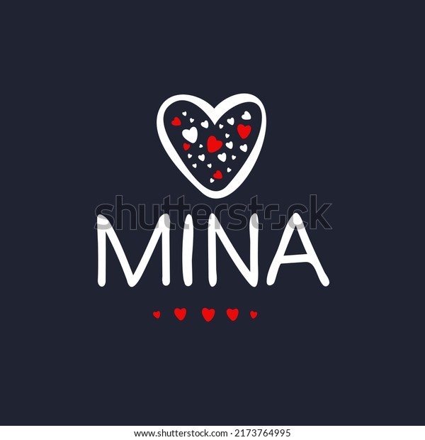 Mina Calligraphy Female Name Vector Illustration Stock Vector (Royalty ...