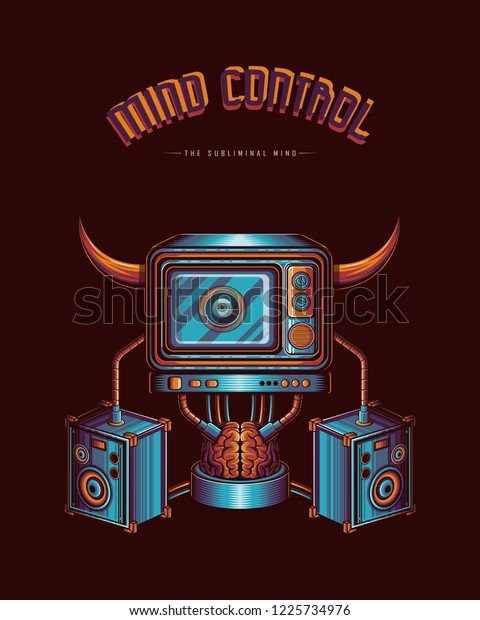 Mind Control By Media Illustration Vintage Stock Vector (Royalty Free ...