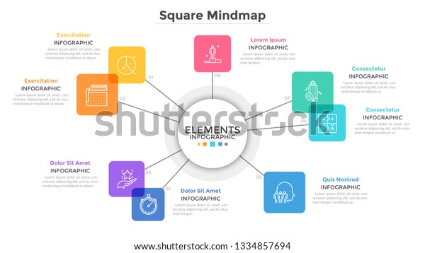 Mind Map Chart 8 Colorful Translucent 스톡 벡터(로열티 프리) 1334857694 ...