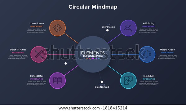 Mind Map Diagram Six Colorful Round Stock Vector (Royalty Free ...