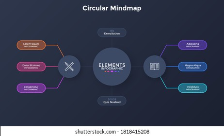 Mind Map Scheme Six Rounded Elements Stock Vector (Royalty Free ...